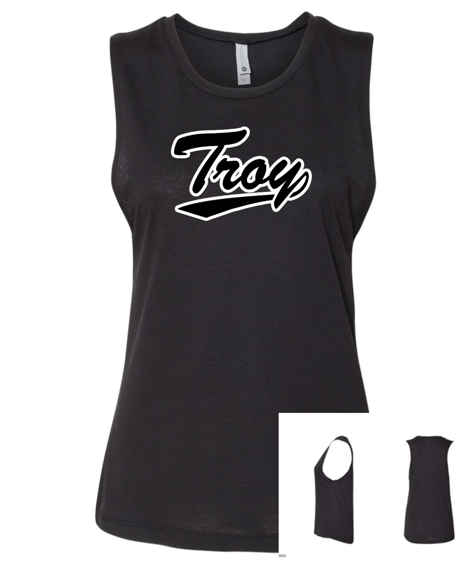 Troy Script - Next Level Festival Muscle Tank or Tshirt (black on blac ...